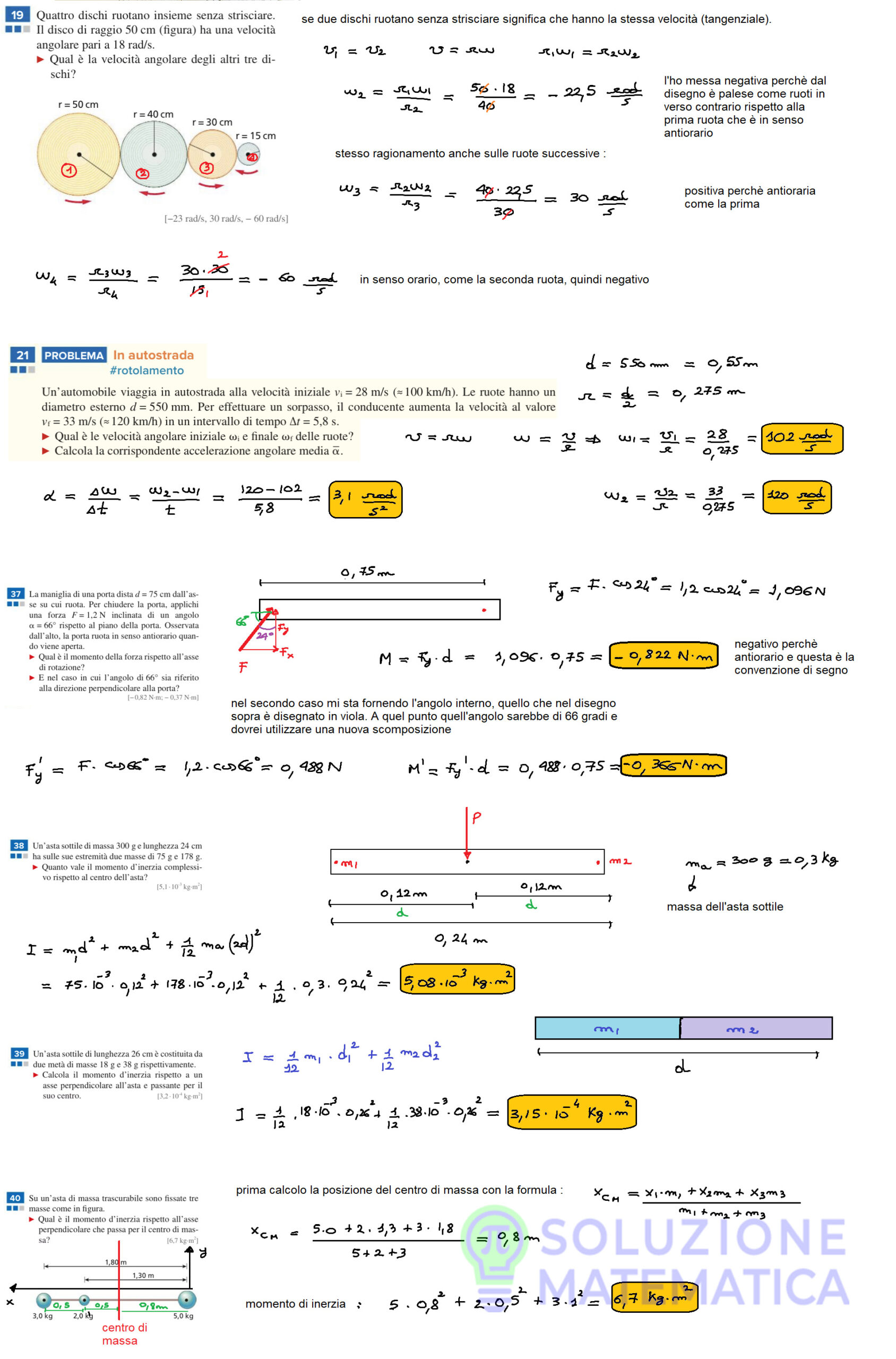 Corpo rigido, rotazioni - Soluzione Matematica