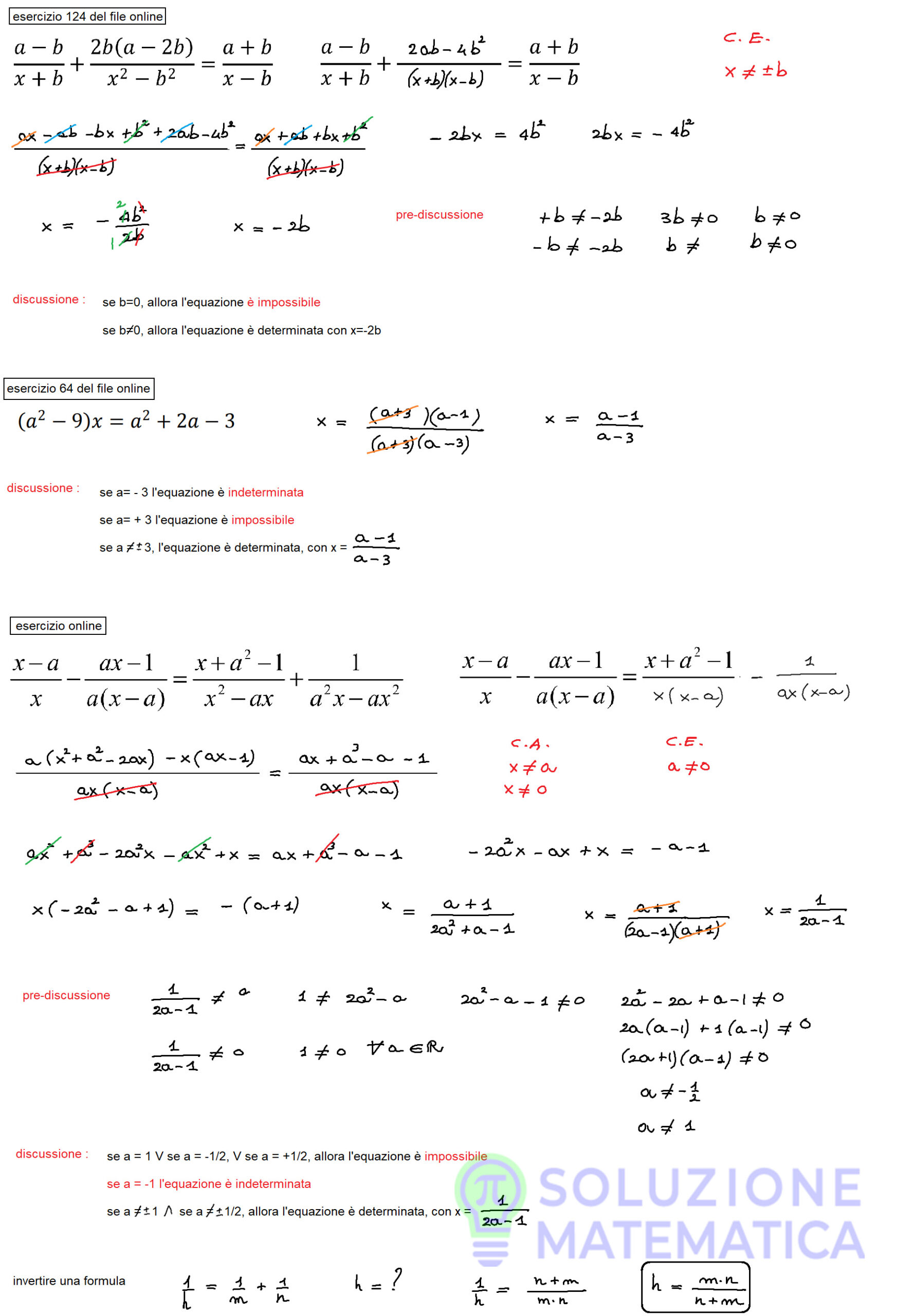 Equazioni di primo grado parametriche - Soluzione Matematica