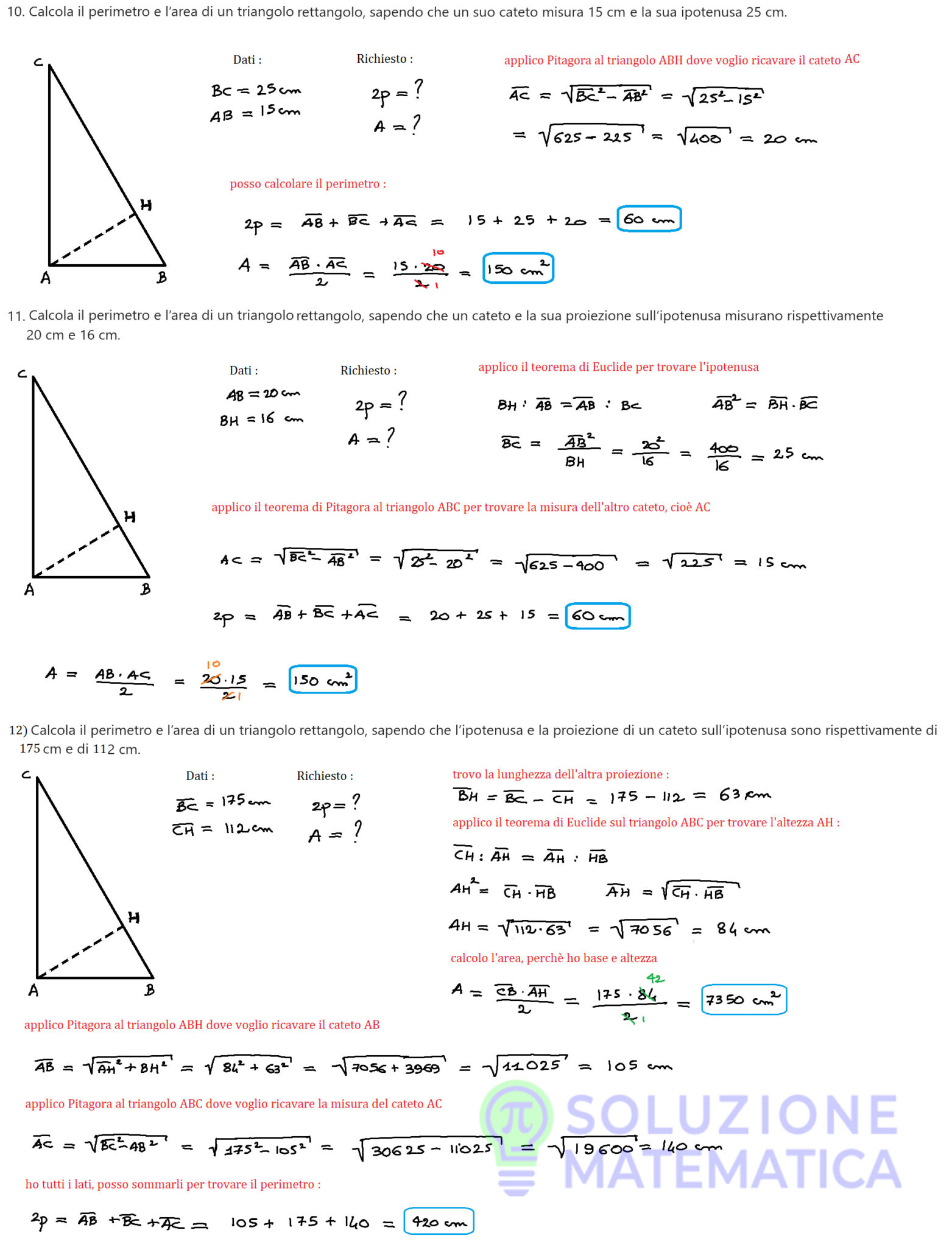 Problemi di geometria euclidea - Soluzione Matematica